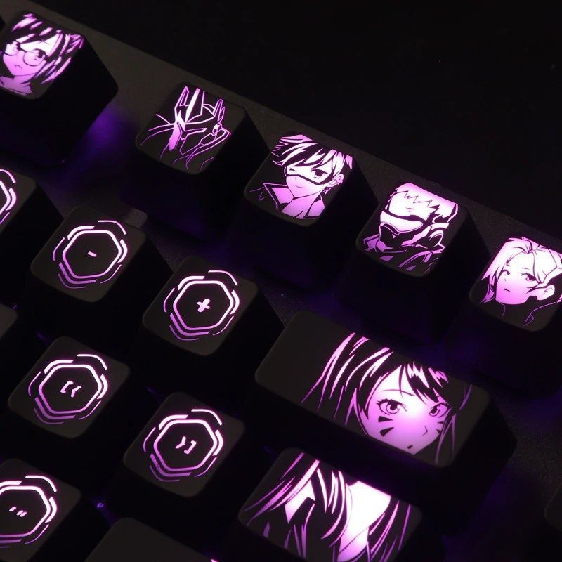 Backlit D.Va Overwatch Keycaps Set Anime Black Gaming - Keysium