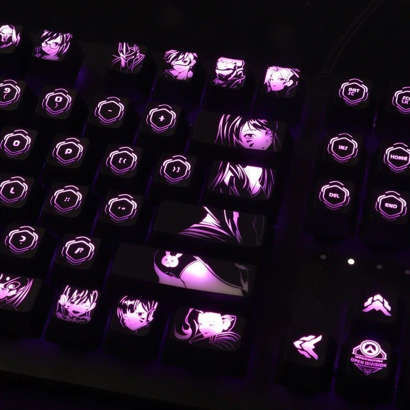 Backlit D.Va Overwatch Keycaps Set Anime Black Gaming - Keysium