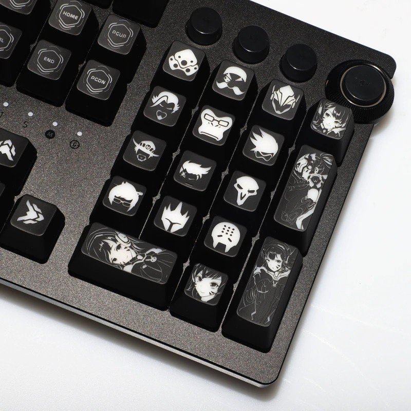Backlit D.Va Overwatch Keycaps Set Anime Black Gaming - Keysium