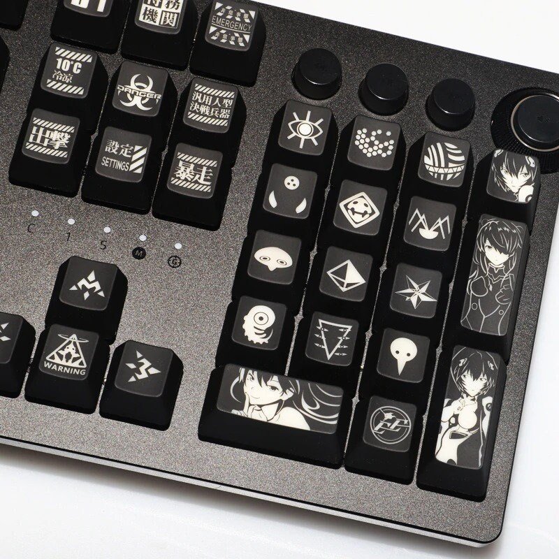 Backlit Evangelion Keycaps Set EVA 02 Anime Black Gaming - Keysium