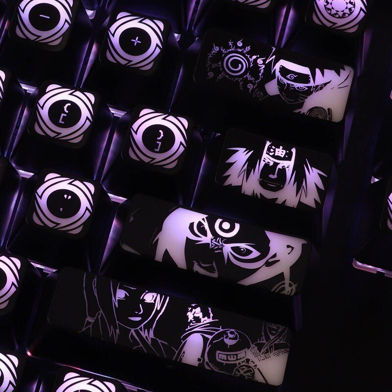 Backlit Naruto Keycaps Set Akatsuki Anime Black Gaming - Keysium