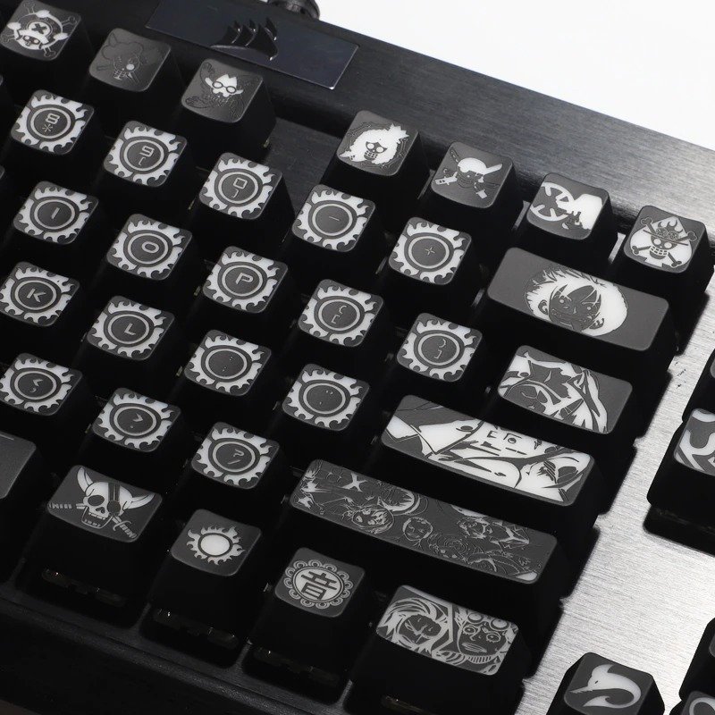 Backlit One Piece Keycaps Set Luffy Anime Black Gaming - Keysium