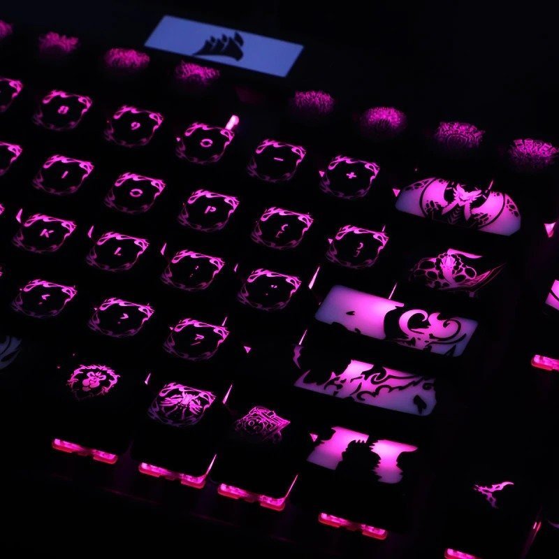 Backlit World of Warcraft Keycaps Set WOW Black Gaming - Keysium