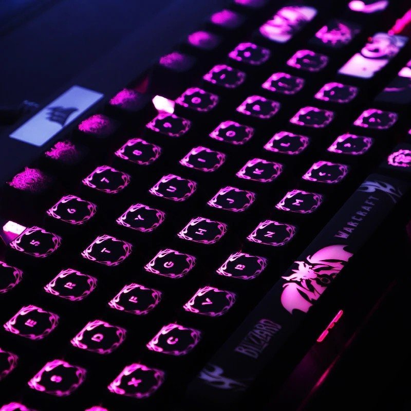 Backlit World of Warcraft Keycaps Set WOW Black Gaming - Keysium