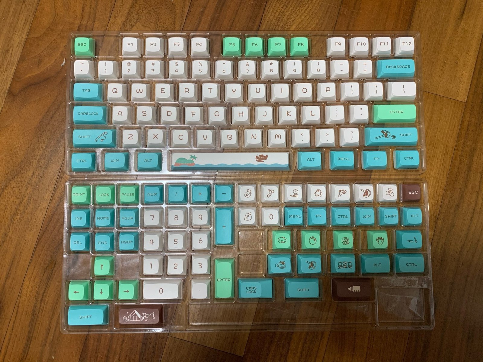 Cute Animal Crossing Keycaps Set Kawaii Pastel Blue Green - Keysium