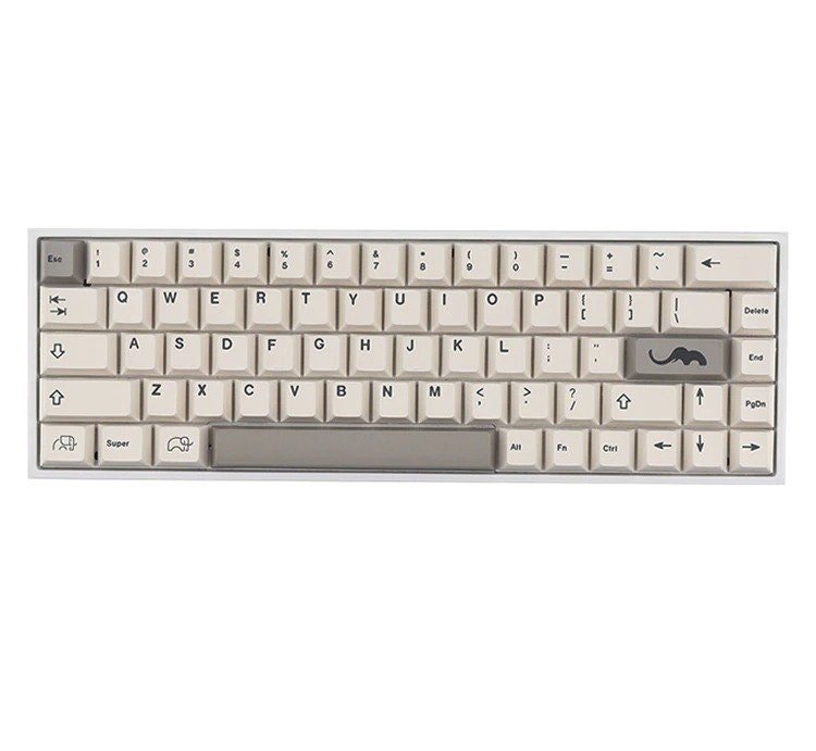 Cute Elephant Keycaps Set Kawaii Animal Line Art Minimalist - Keysium