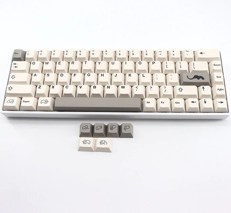 Cute Elephant Keycaps Set Kawaii Animal Line Art Minimalist - Keysium