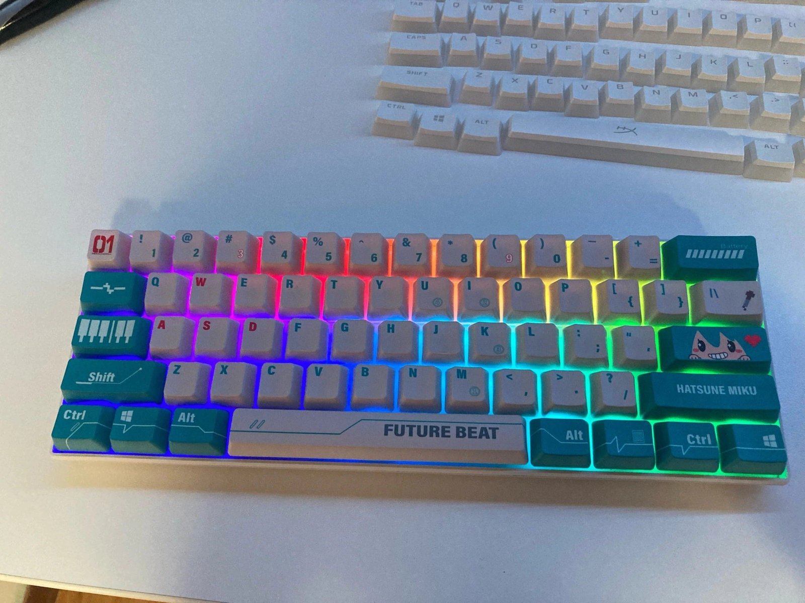 Cute Hatsune Miku Keycaps Set Anime Future Beat Blue Aqua - Keysium