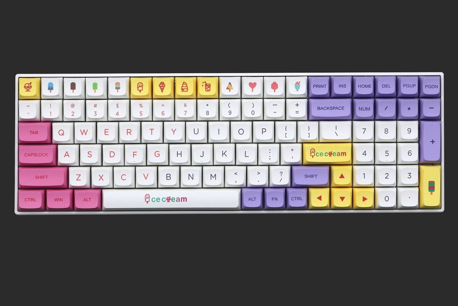Cute Ice Cream Keycaps Set Kawaii Yellow Purple Pink Colorful - Keysium