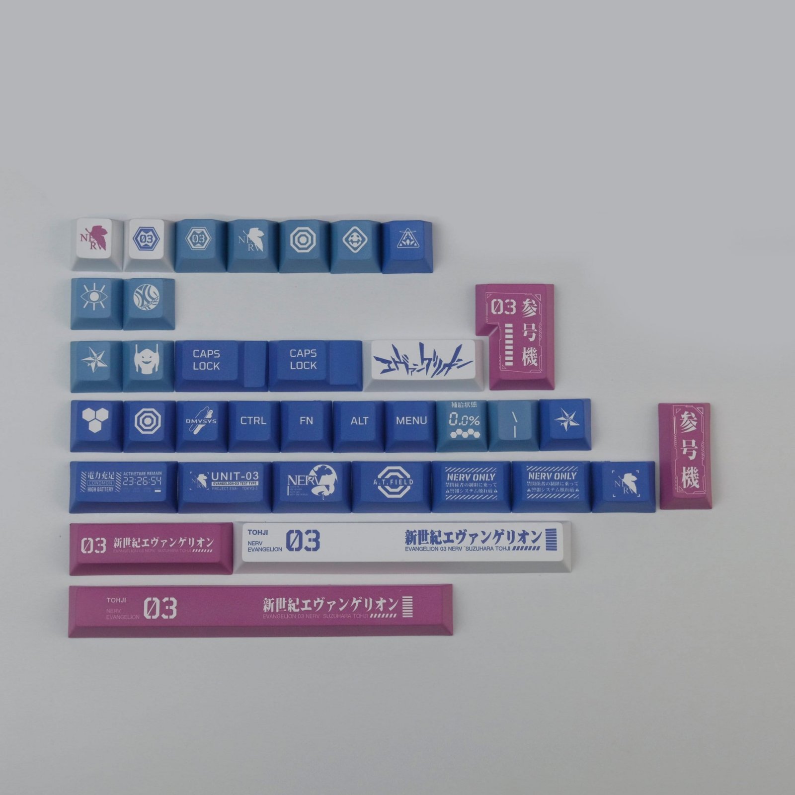 EVA Unit 03 Evangelion Keycaps Set Anime Toji Suzuhara Blue - Keysium