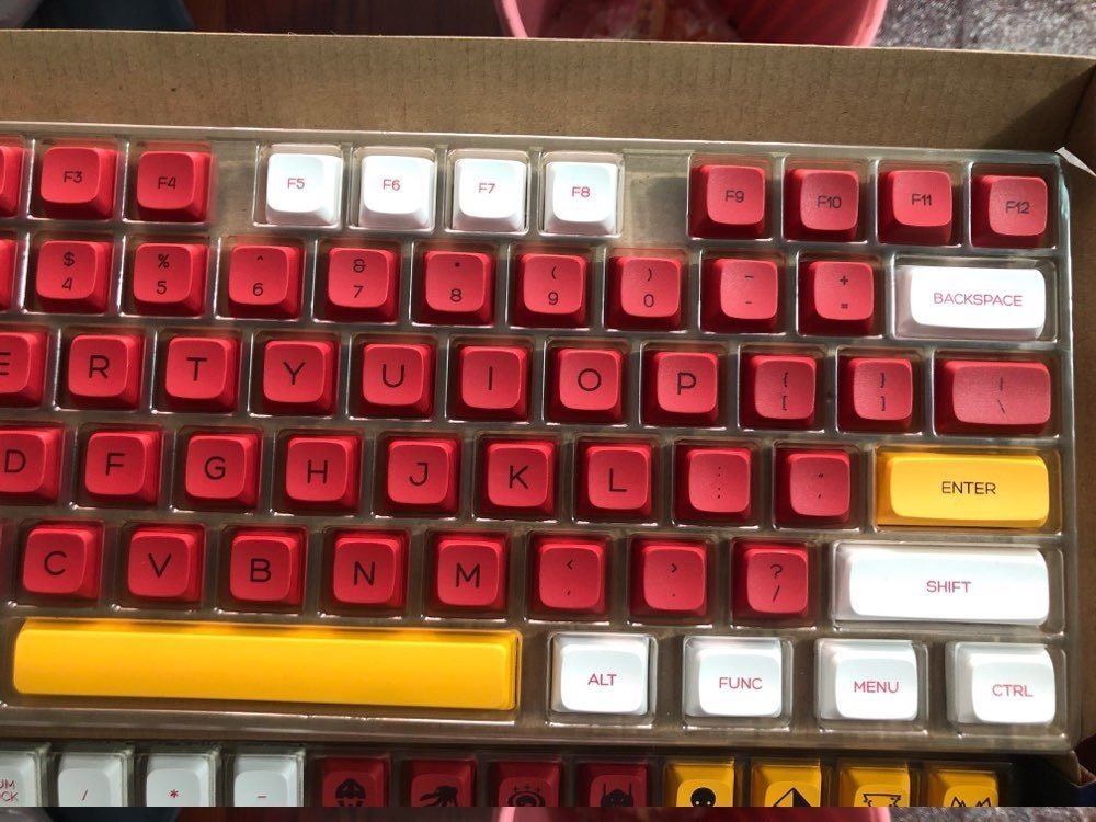 Evangelion Keycaps Set EVA 02 Asuka Anime Red Yellow - Keysium