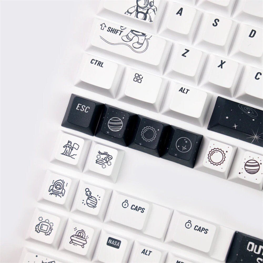 Outer Space Keycaps Set GMK Clone Astronauts Black White - Keysium
