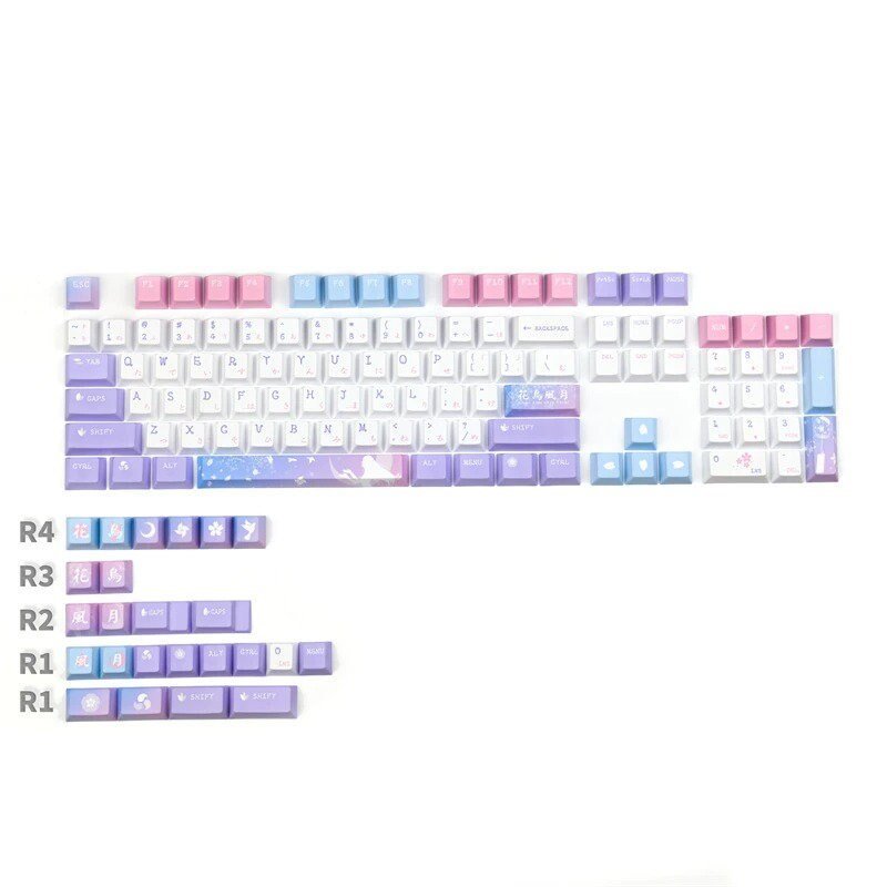 Rainbow Magical Girl Keycaps Set Kawaii Japanese Purple - Keysium
