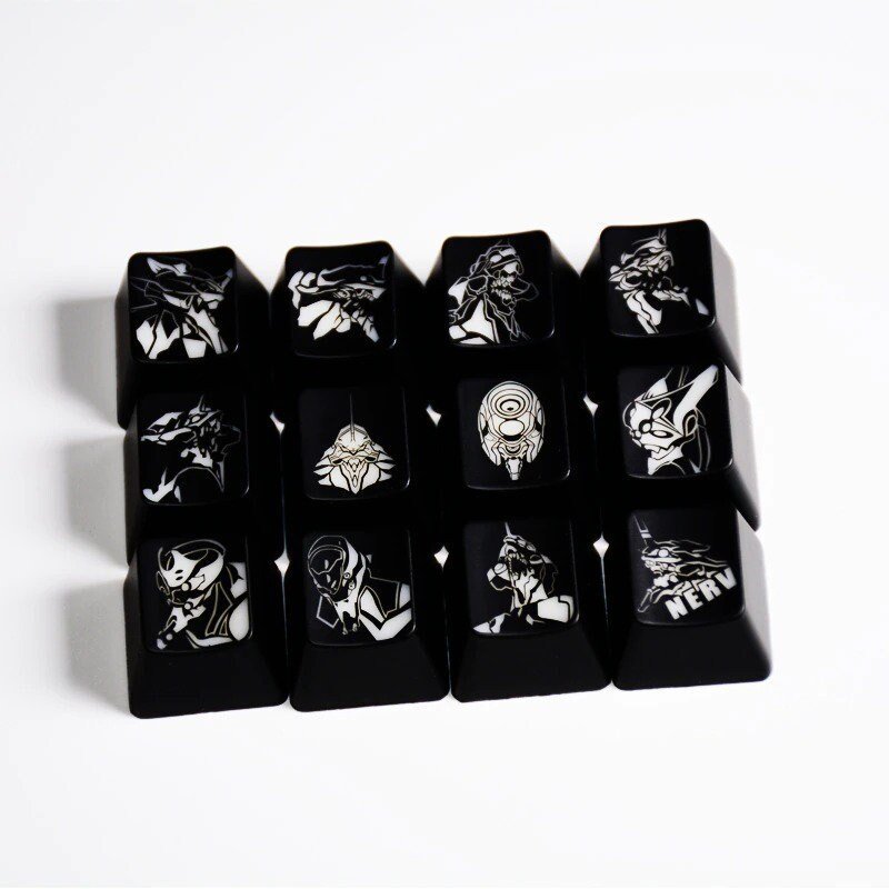 Backlit Evangelion Keycaps Set EVA 02 Anime Black Gaming - Keysium