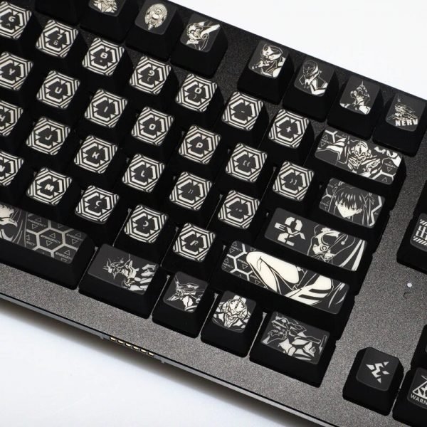 Backlit Evangelion Keycaps Set EVA 02 Anime Black Gaming - Keysium