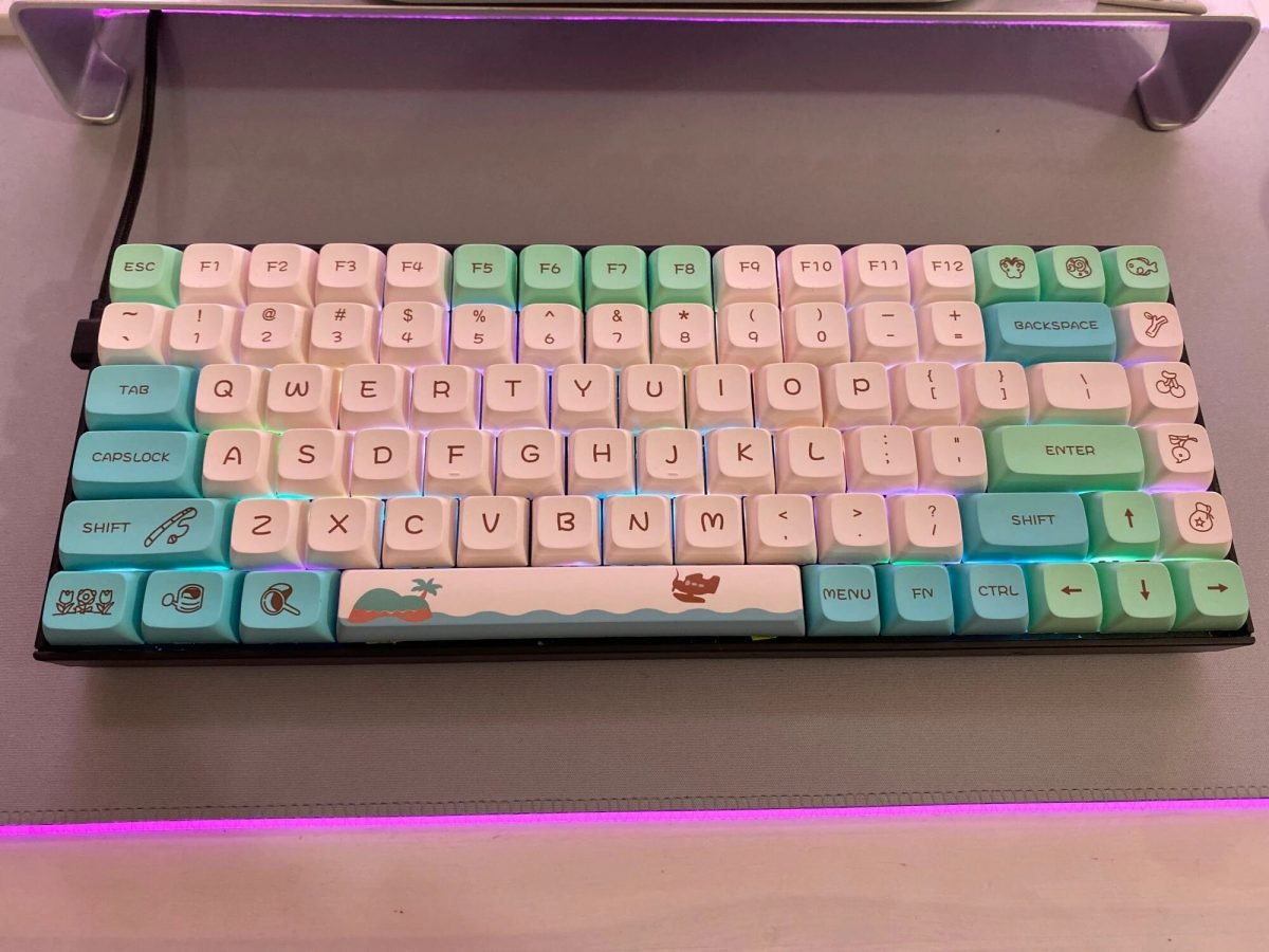 Cute Animal Crossing Keycaps Set Kawaii Pastel Blue Green - Keysium