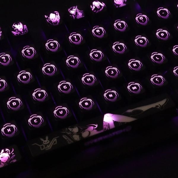Backlit D.Va Overwatch Keycaps Set Anime Black Gaming - Keysium