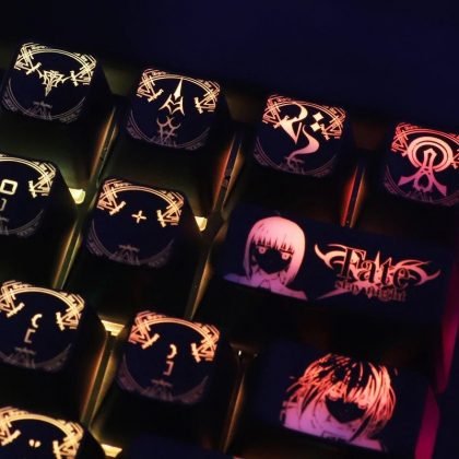 Backlit Fate Stay Night Keycaps Set Saber Anime Black Gaming - Keysium