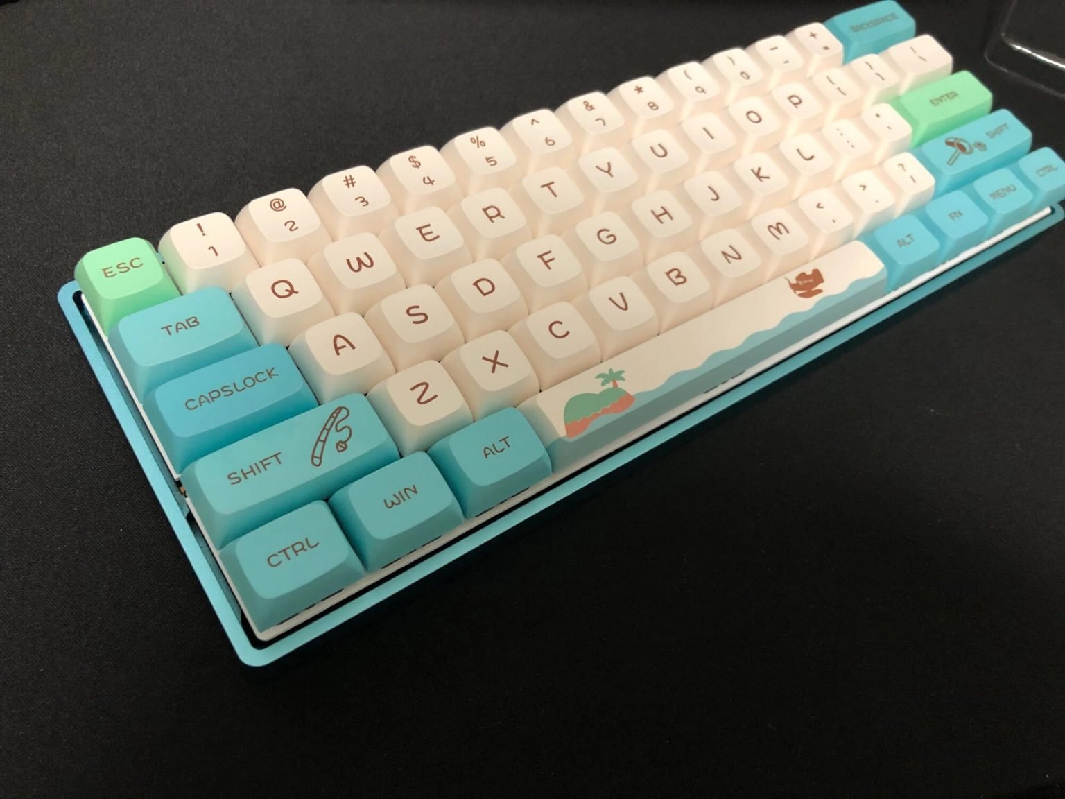 Cute Animal Crossing Keycaps Set Kawaii Pastel Blue Green - Keysium