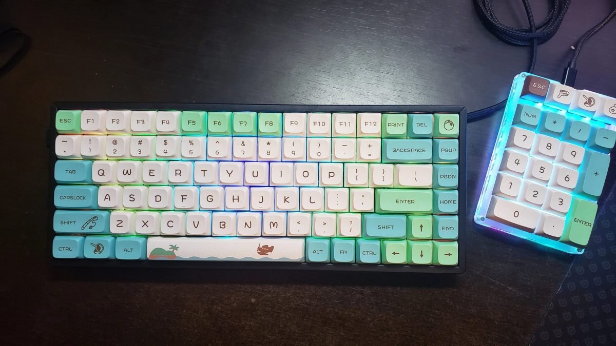 Cute Animal Crossing Keycaps Set Kawaii Pastel Blue Green - Keysium