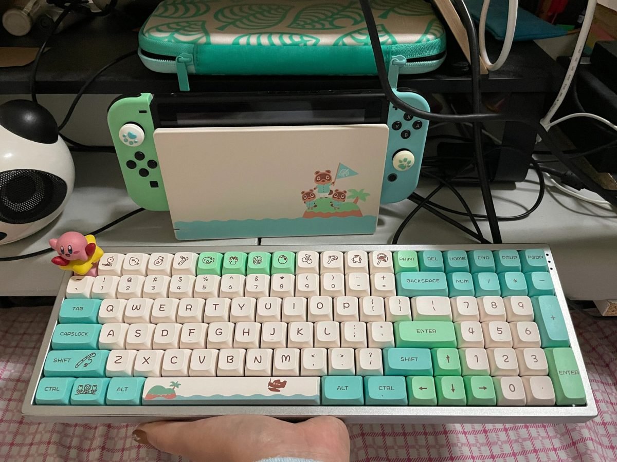 Cute Animal Crossing Keycaps Set Kawaii Pastel Blue Green - Keysium