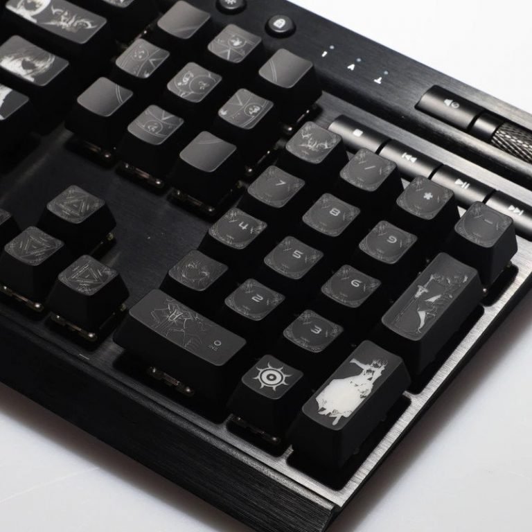 Backlit Fate Stay Night Keycaps Set Saber Anime Black Gaming - Keysium