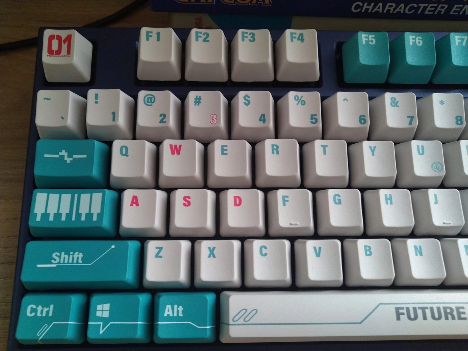 Cute Hatsune Miku Keycaps Set Anime Future Beat Blue Aqua - Keysium