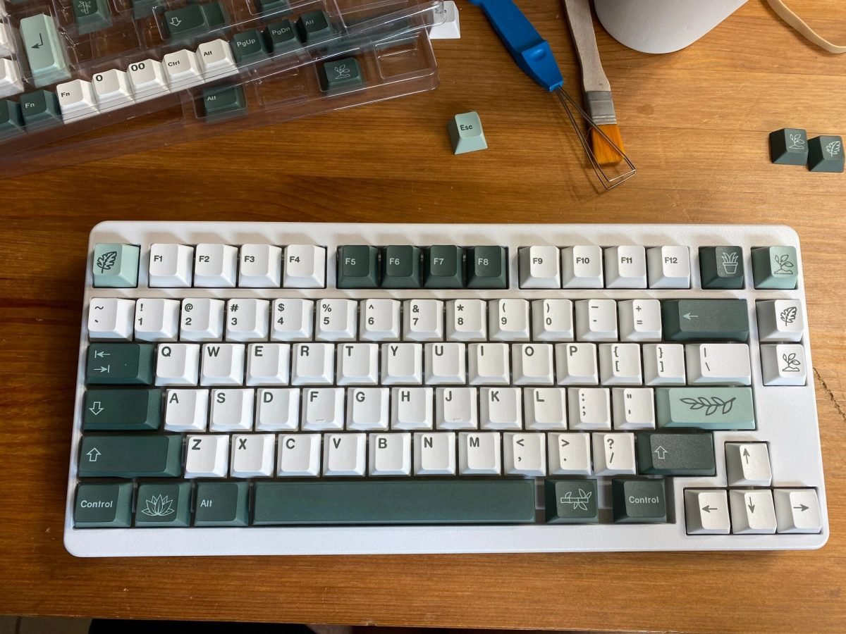 Botanical Keycaps Set GMK Clone Green White Plant Bamboo - Keysium