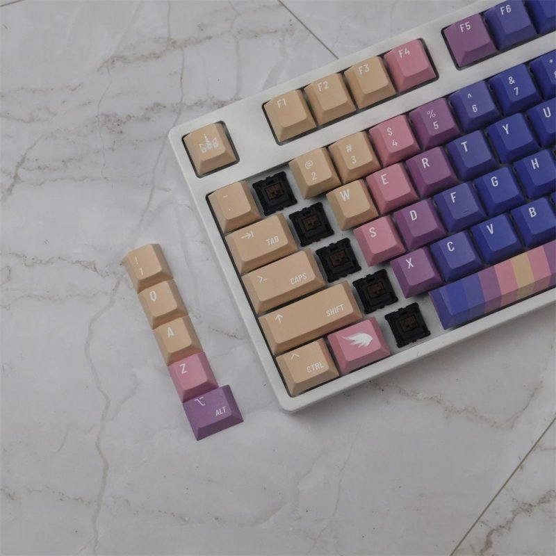 Cute Gradient Unicorn Keycaps Set Kawaii Purple Pastel Colors - Keysium