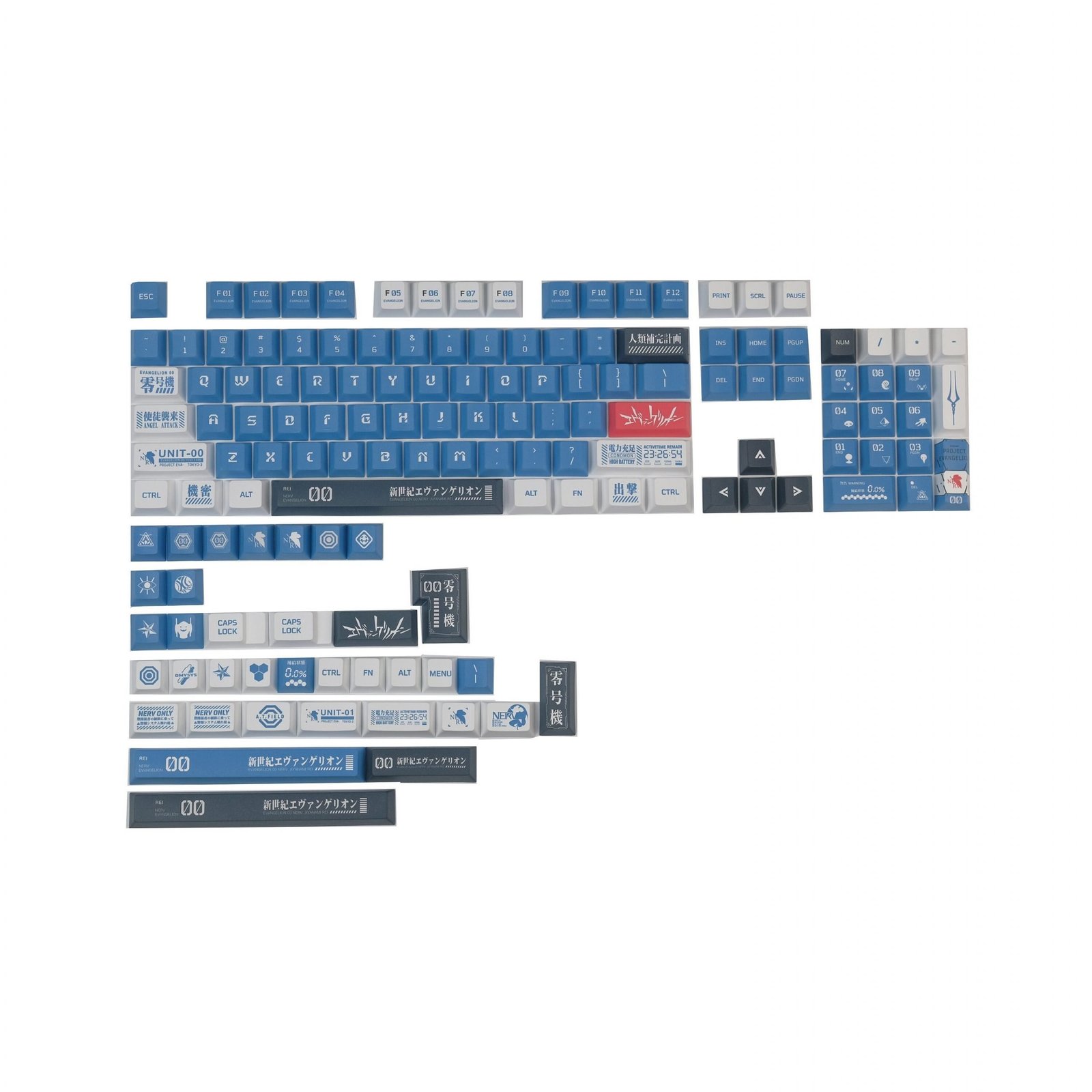EVA Unit 00 Evangelion Keycaps Set Anime Rei Ayanami Blue - Keysium