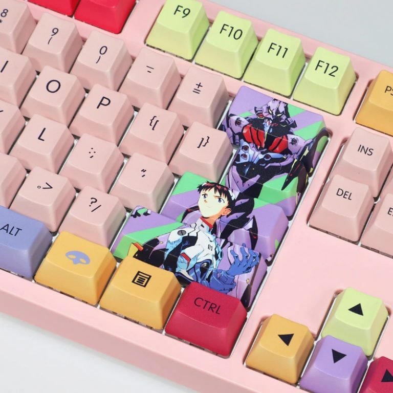 Asuka Shinji Rei Evangelion Keycaps Set Anime Pastel Pink - Keysium