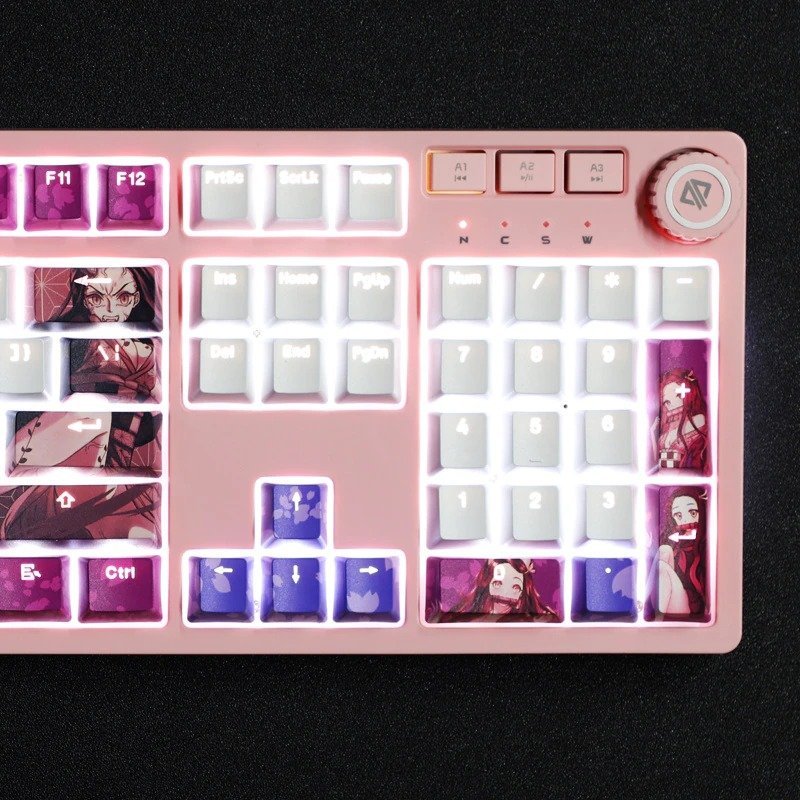 Backlit Kamado Nezuko Demon Slayer Keycaps Set Anime RGB - Keysium