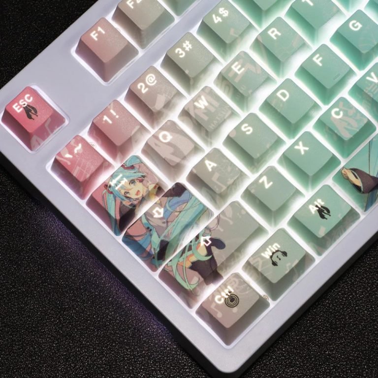 Backlit Hatsune Miku Keycaps Set Cute Anime Girl Blue - Keysium