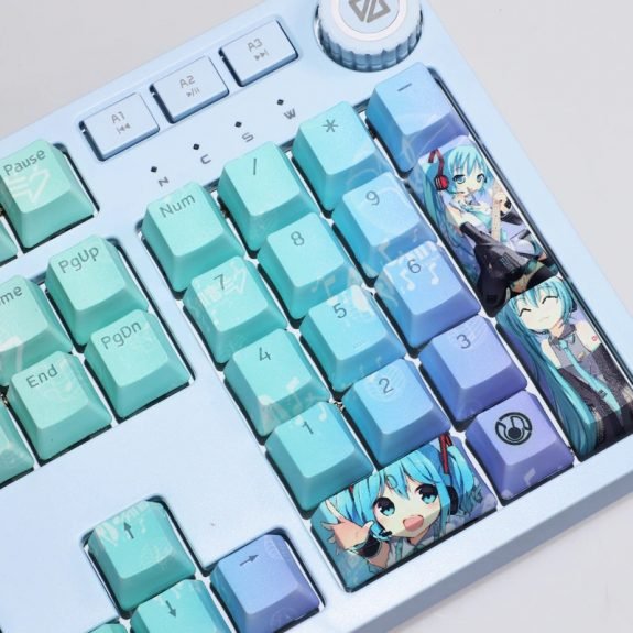 Backlit Hatsune Miku Keycaps Set Cute Anime Girl Blue - Keysium