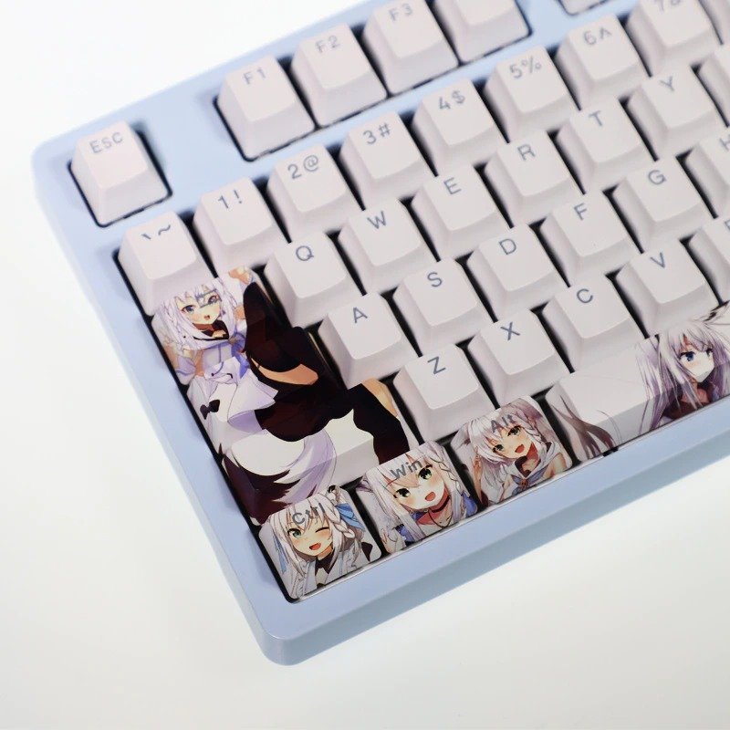 Backlit Shirakami Fubuki Keycaps Set Cute Anime Girl - Keysium