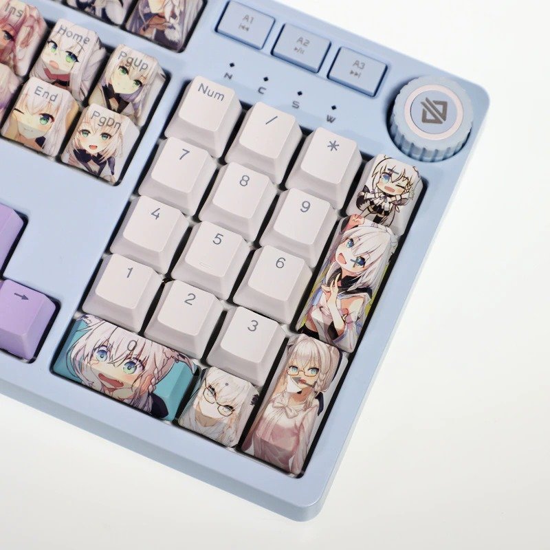 Backlit Shirakami Fubuki Keycaps Set Cute Anime Girl - Keysium