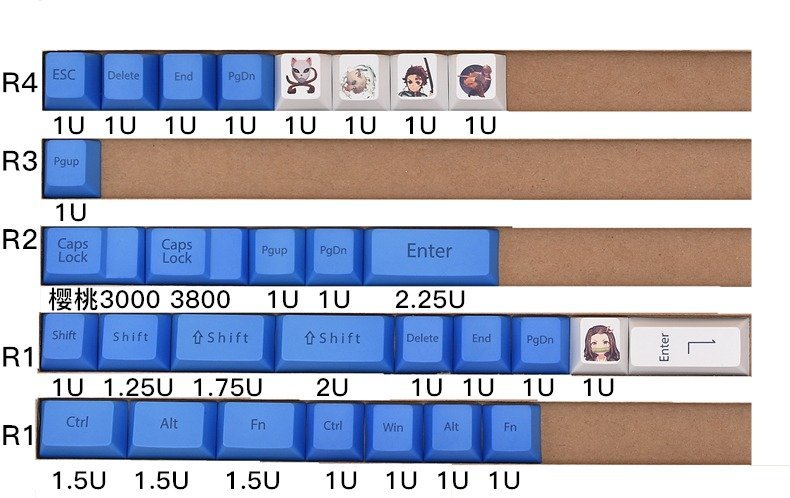 Kamado Nezuko Demon Slayer Keycaps Set Anime Cute Blue - Keysium