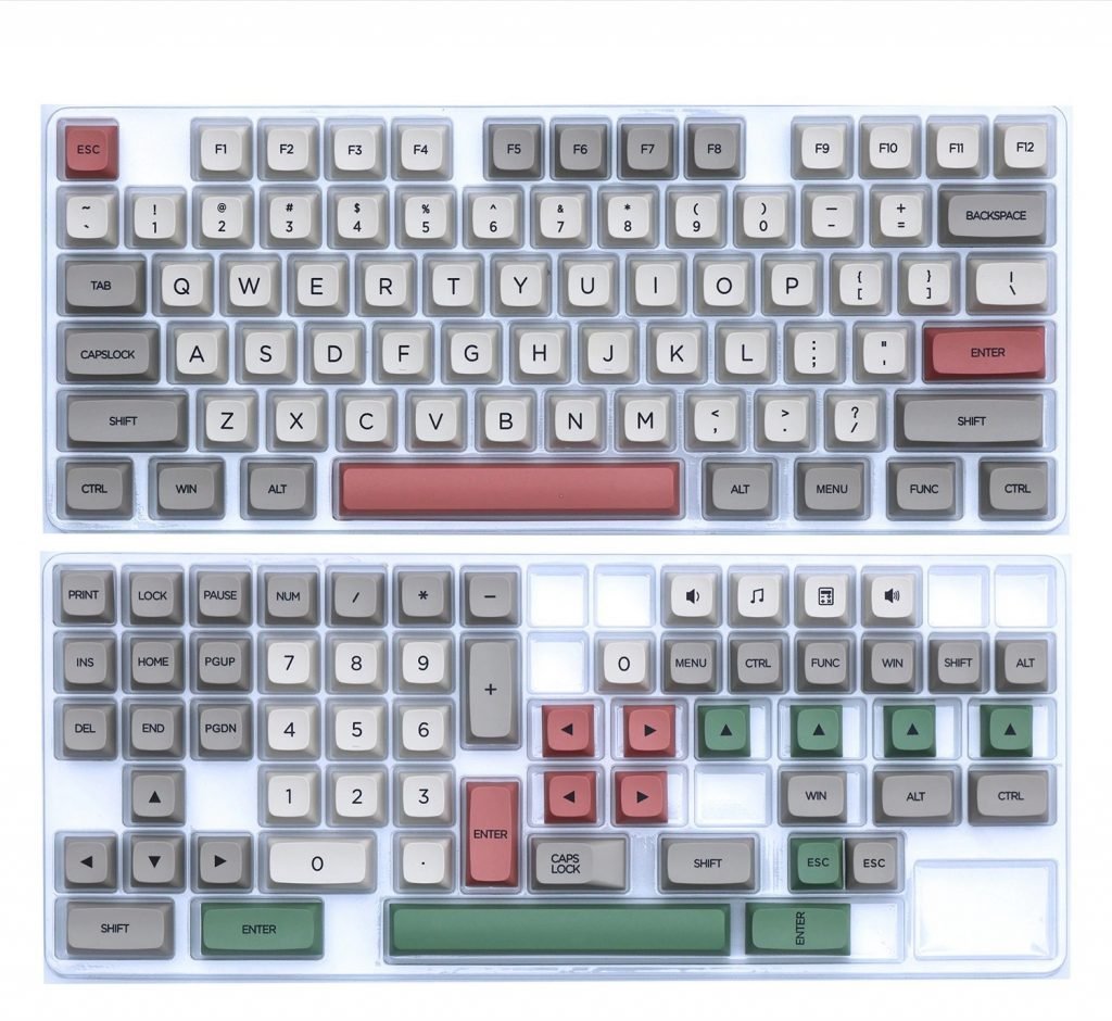 Retro Grey White 9009 Keycaps Set GMK Clone Pink Green - Keysium