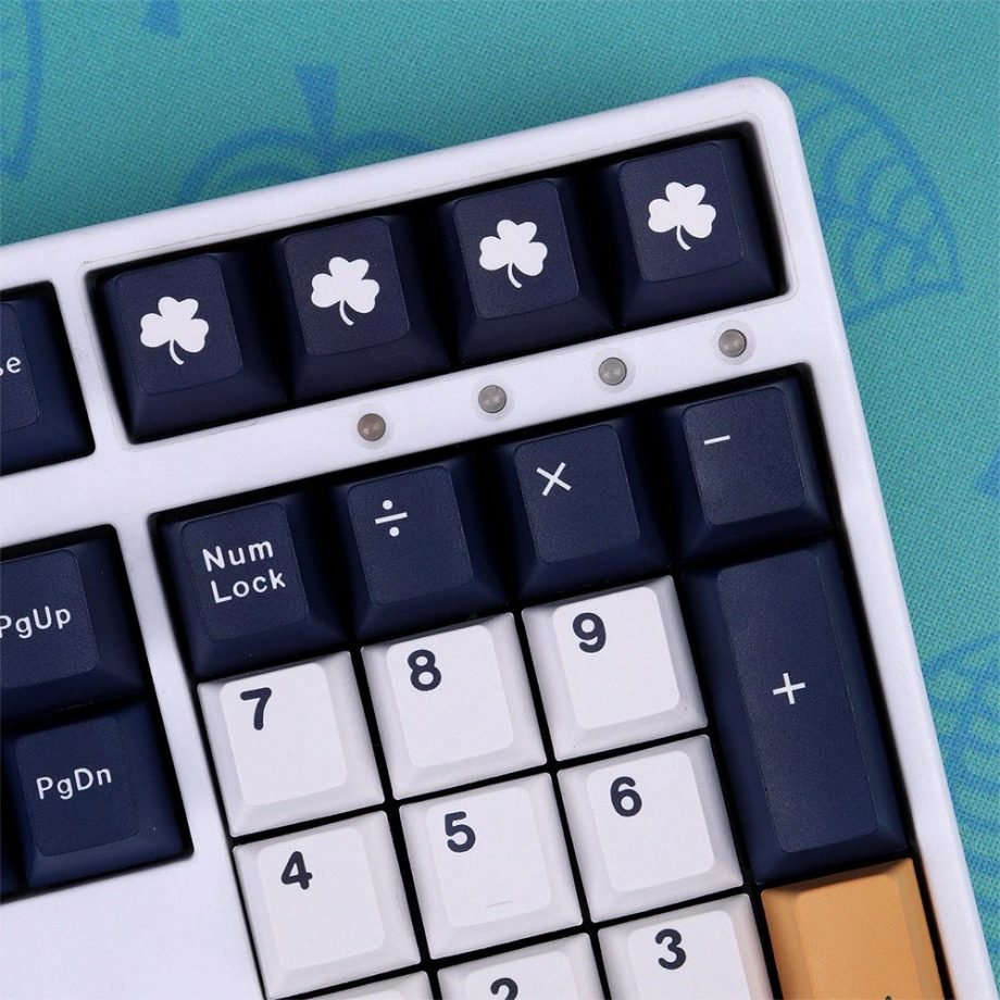 Clover Rudy Keycaps Set GMK Clone Shamrock White Blue - Keysium