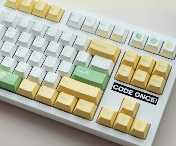 Lemon Lime Kawaii Keycaps Set Pastel Japanese Yellow - Keysium