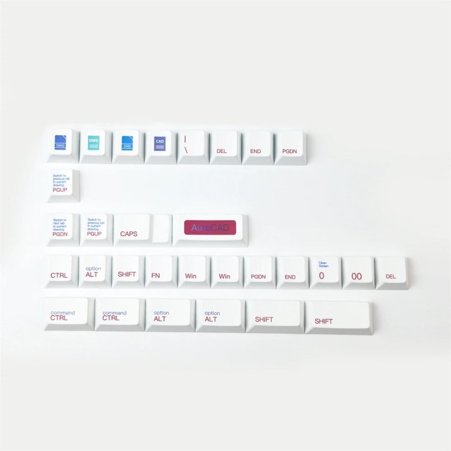 Minimalist AutoCAD Keycaps Set White Kawaii Engineer - Keysium
